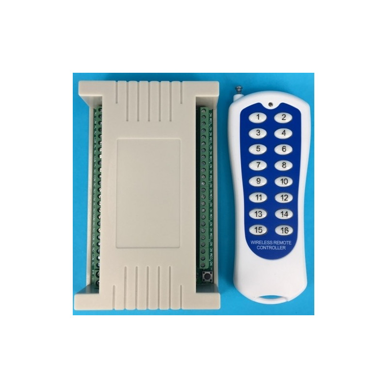 Relay 16 channels with remote control, 12V, 433MHz