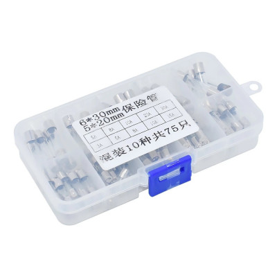 Set of glass fuses, 5x20 and 6x30, 0.5-20A, 60