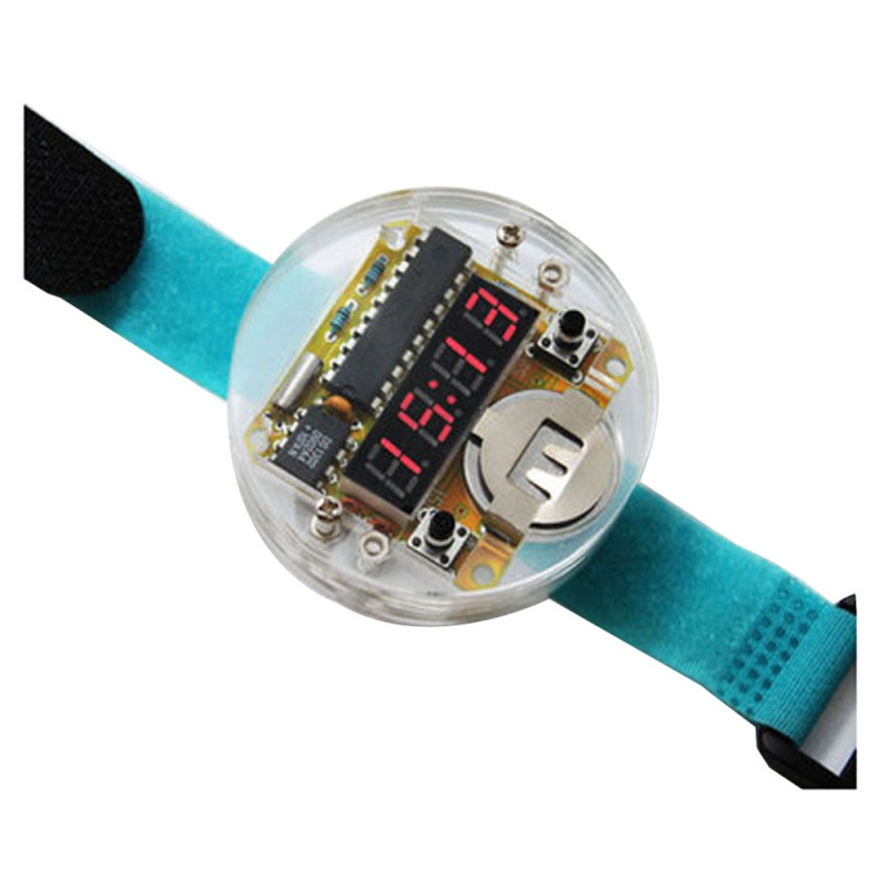 Kit DIY ceas electronic de mana, cu bratara, LED