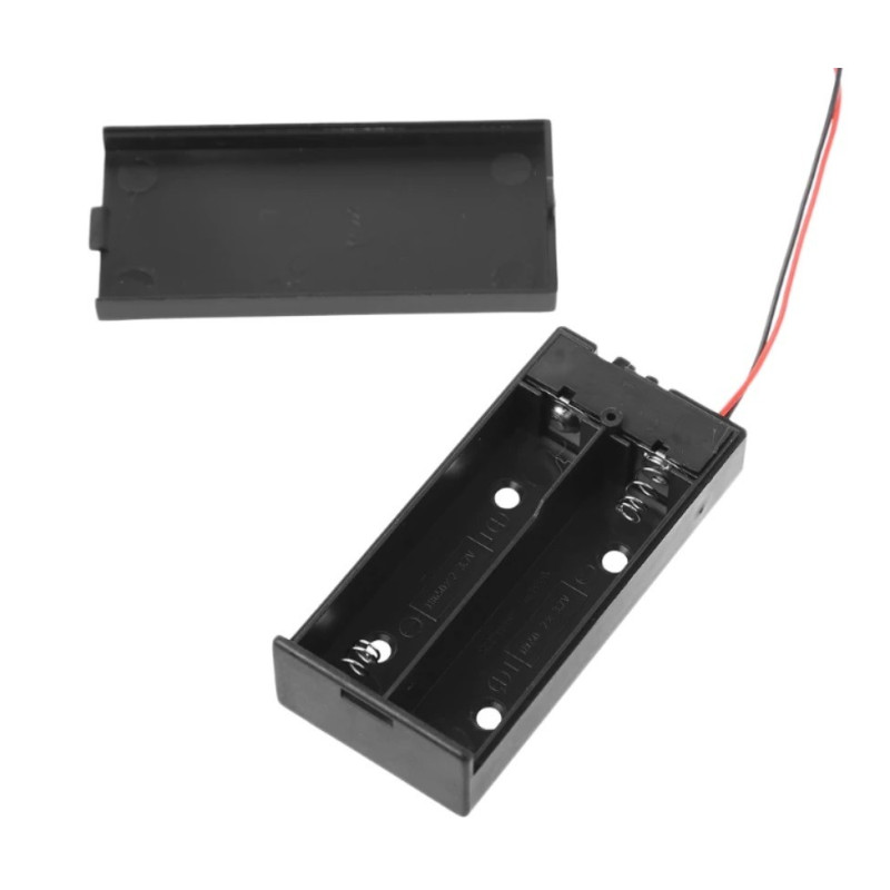 18650 2S battery holder with cover and switch