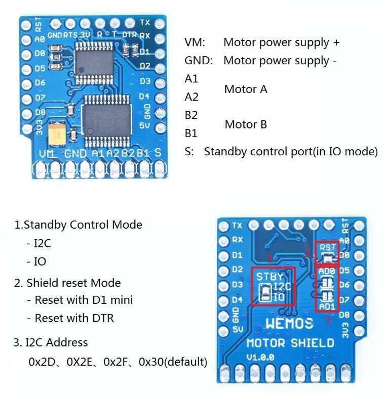 Shield motoare pentru WeMos D1 mini, I2C, Dual