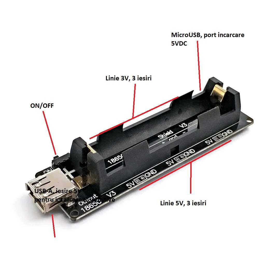 Modul Powerbank 18650 1P 5V/3V pentru Arduino/RPi