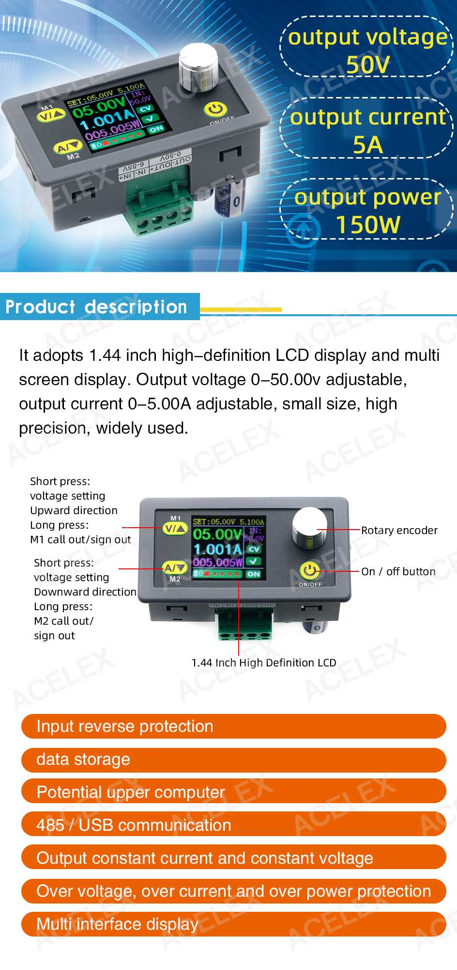 Modul coborator tensiune de panou, LCD color
