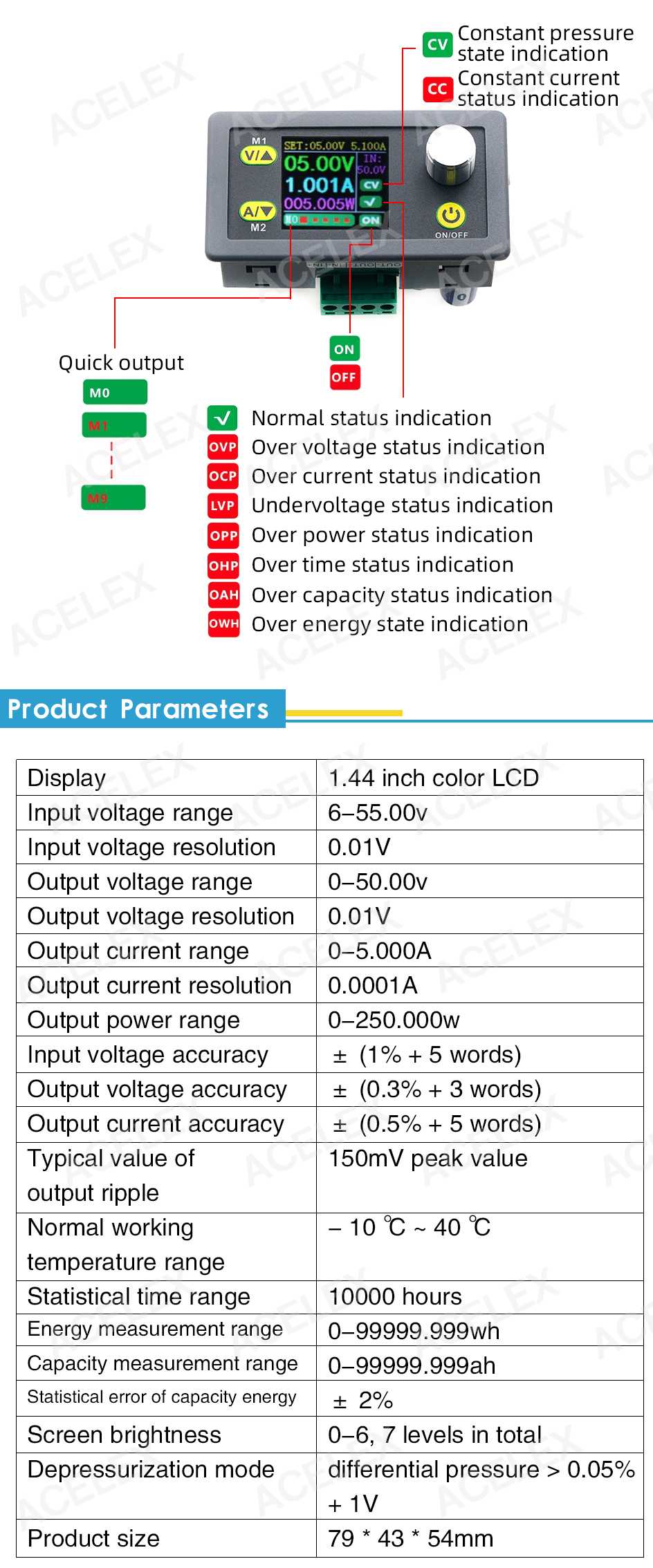 Modul coborator tensiune de panou, LCD color